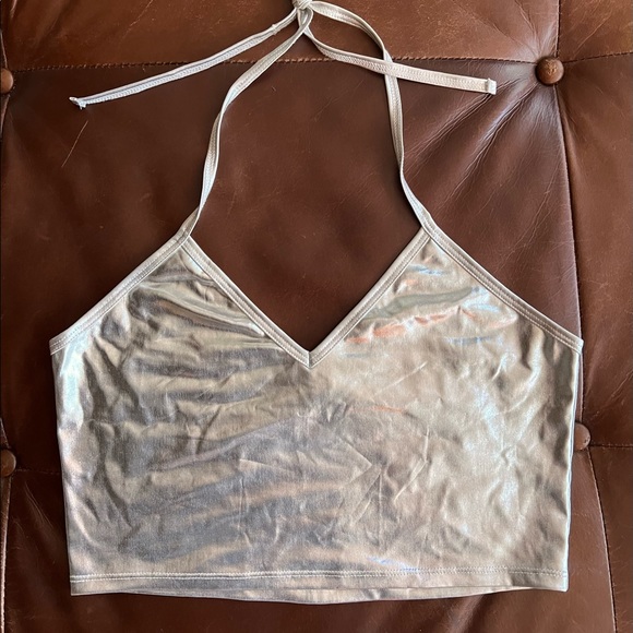 Tops | Silver Crop Top | Poshmark